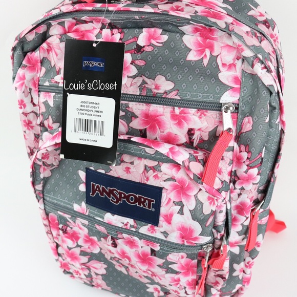 Jansport | Bags | Jansport Big Student Backpack Diamond Plumeria | Poshmark